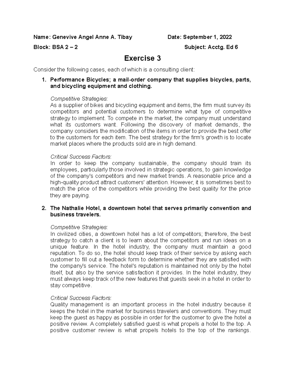 Acctg. Ed 6 - Assignment 2 - Name: Genevive Angel Anne A. Tibay Date ... Acctg. Ed 6 - Assignment 2 - Name: Genevive Angel Anne A. Tibay Date ...