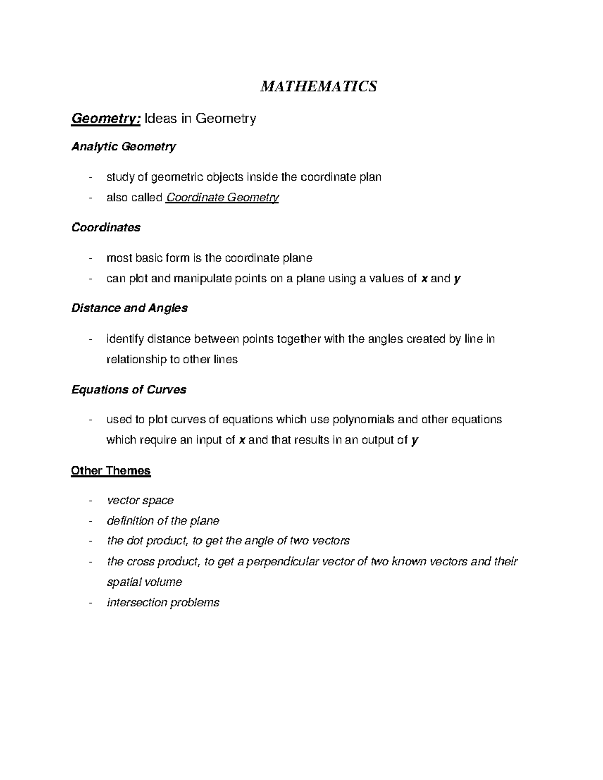 Geometry Ideas in Geometry - MATHEMATICS Geometry: Ideas in Geometry ...
