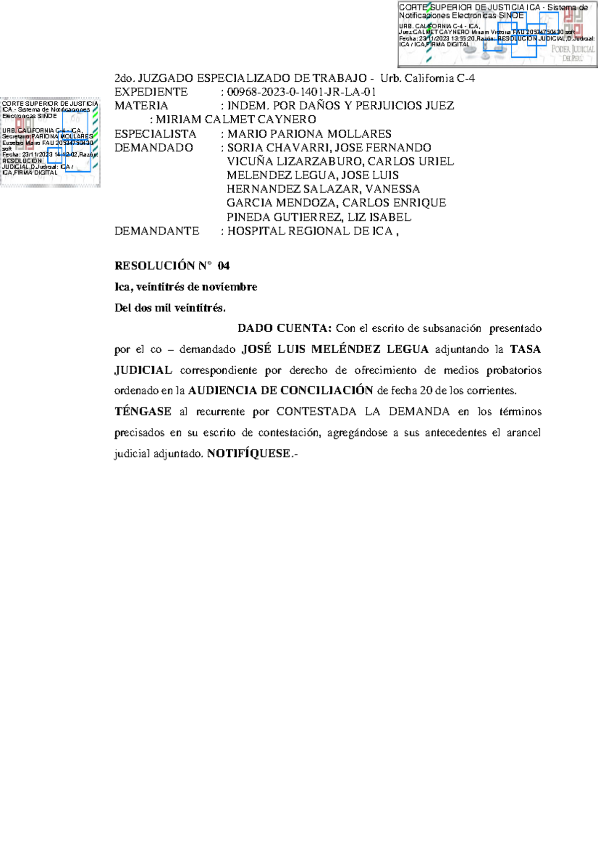 Res 2023009680105429000868241 - 2do. JUZGADO ESPECIALIZADO DE TRABAJO ...