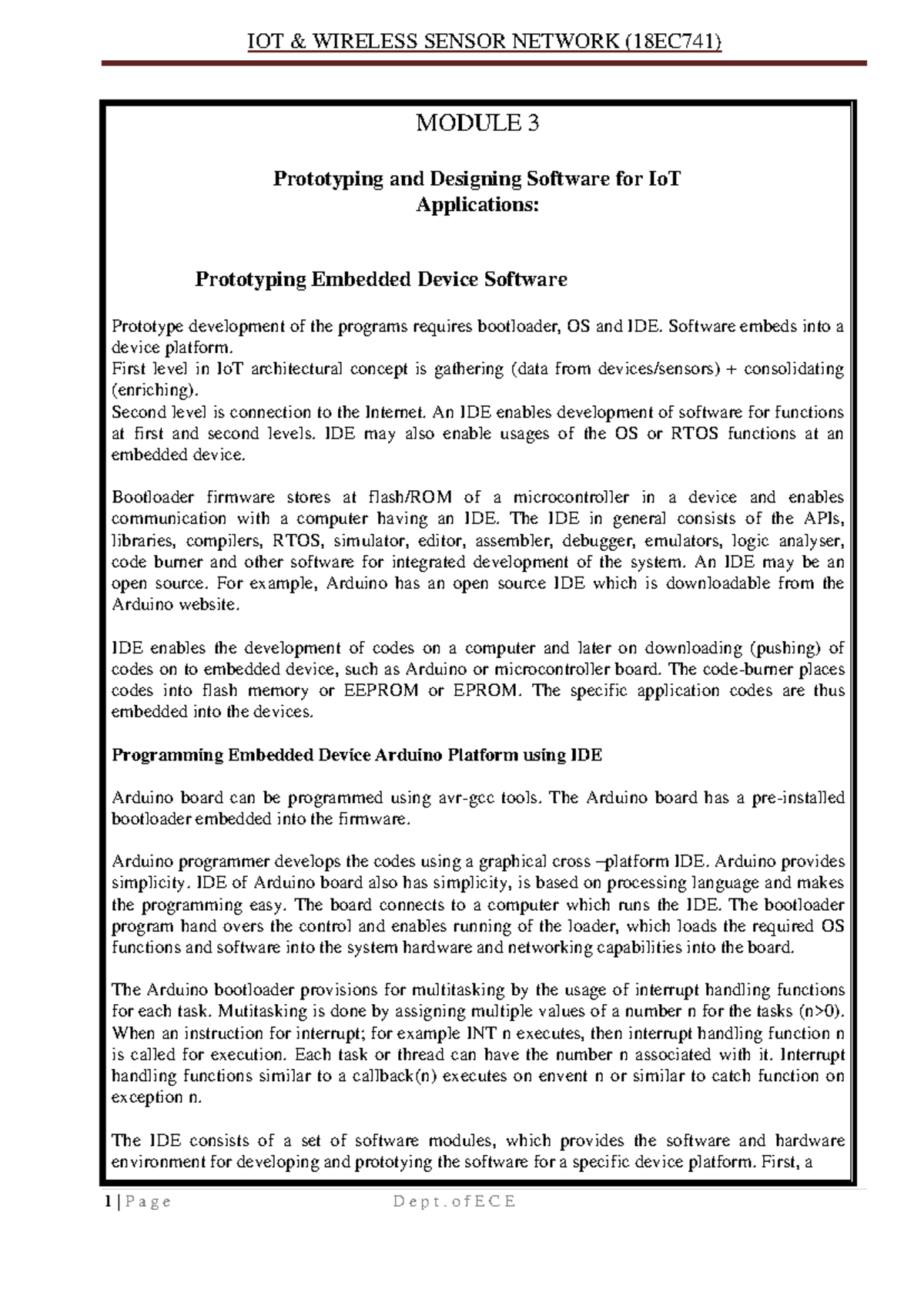 Io T & WSN module 3 notes - MODULE 3 Prototyping and Designing Software ...