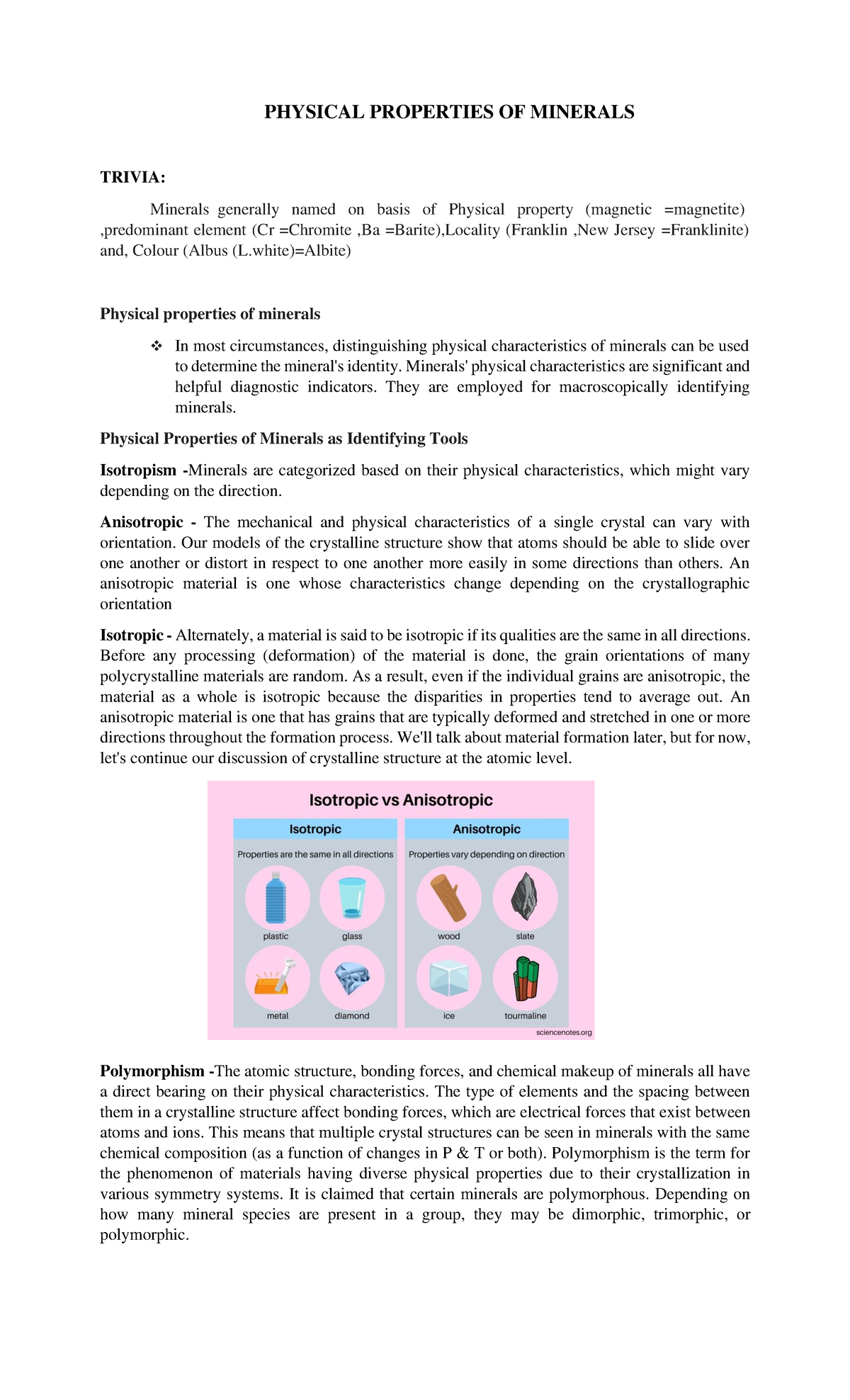 Physical Properties OF Minerals - Module -Geology - PHYSICAL PROPERTIES ...