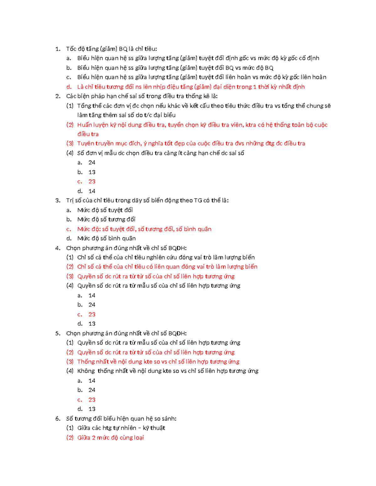 Nltk tnm lt - tnm nltk - Tốc độ tăng (giảm) BQ là chỉ tiêu: a. Biểu hiện quan hệ ss giữa lượng ...