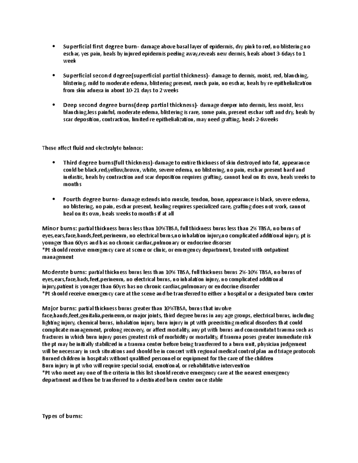 Burns - burn notes - Superficial first degree burn- damage above basal ...