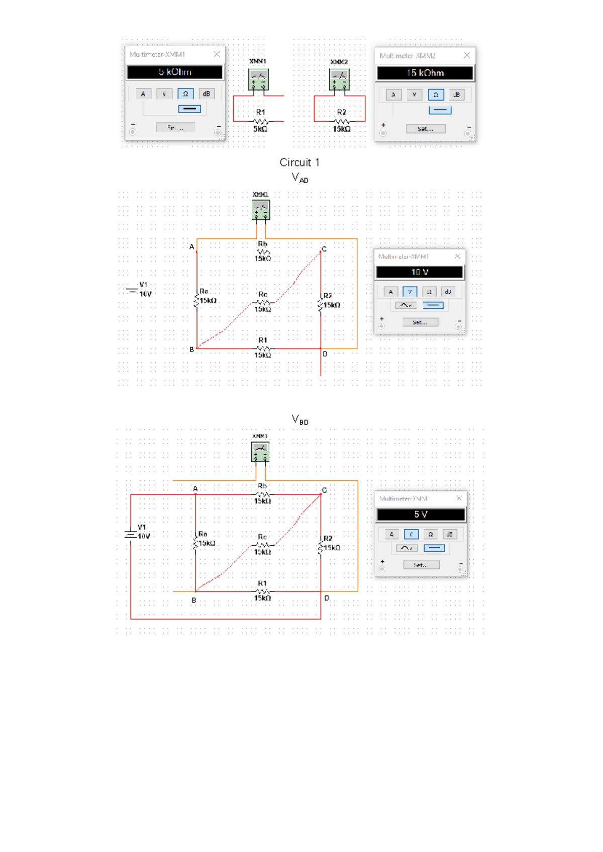 Screenshots lab5 - Fundamentals of Electric circuit - Circuit 1 VAD VBD ...