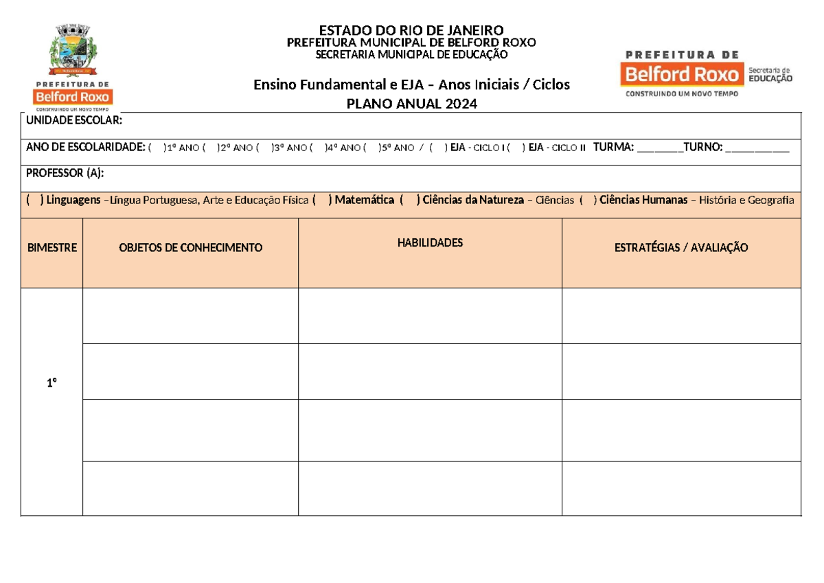 Plano de Curso - ANOS Iniciais EJA - Ciclos 2024 - PREFEITURA MUNICIPAL ...