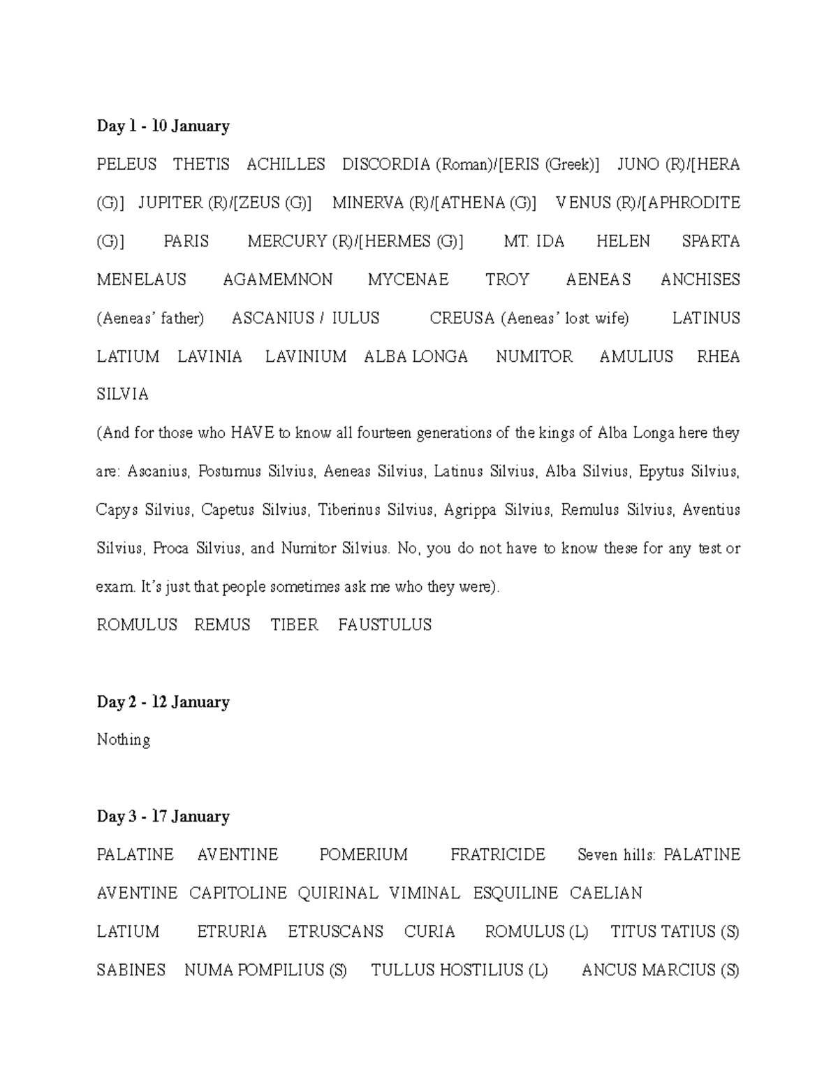 History 23-13 - Lecture notes - Day 1 - 10 January PELEUS THETIS ...