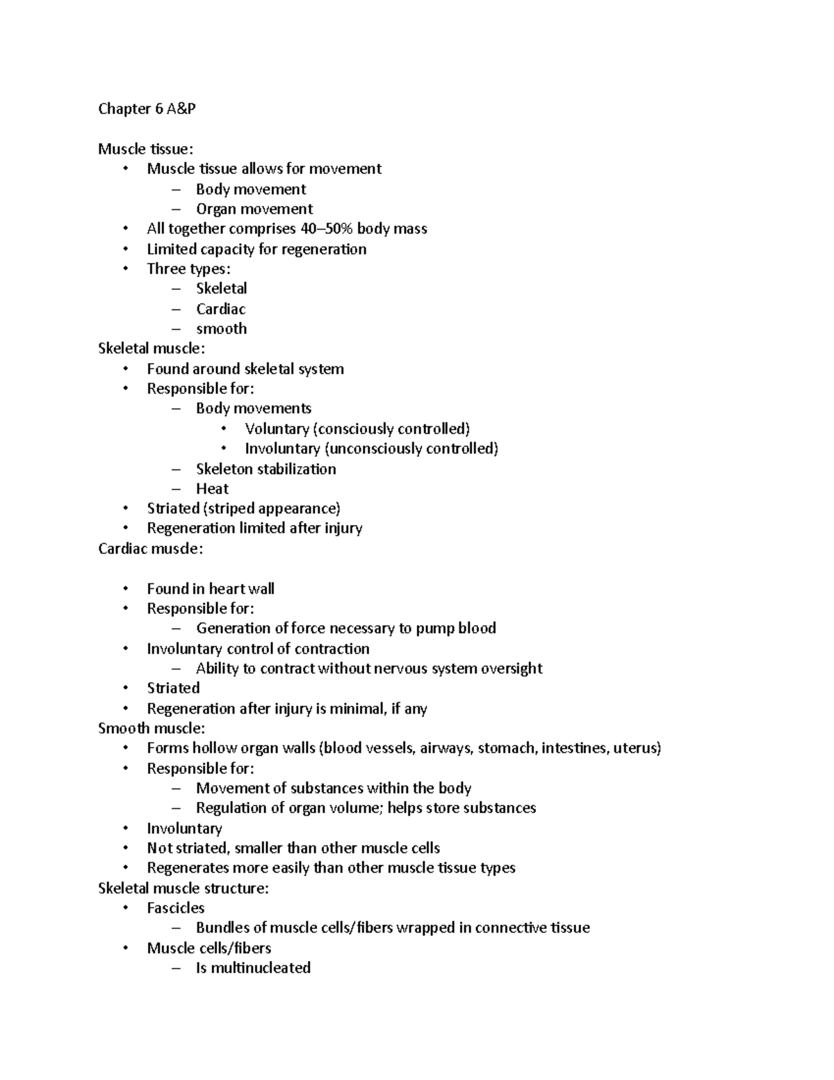 Chapter 6 Anatomy and Physiology - Chapter 6 Muscle tissue: Muscle ...