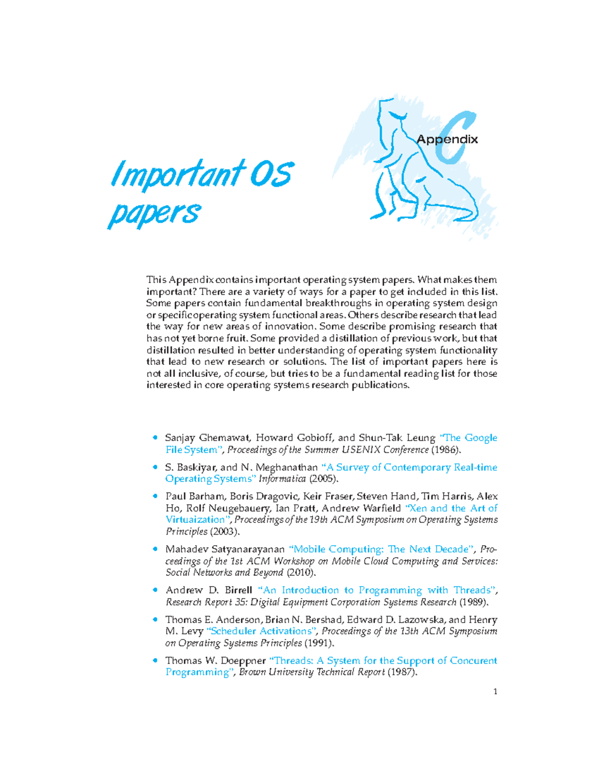 Important-papers - informative - C Appendix Important OS papers This ...