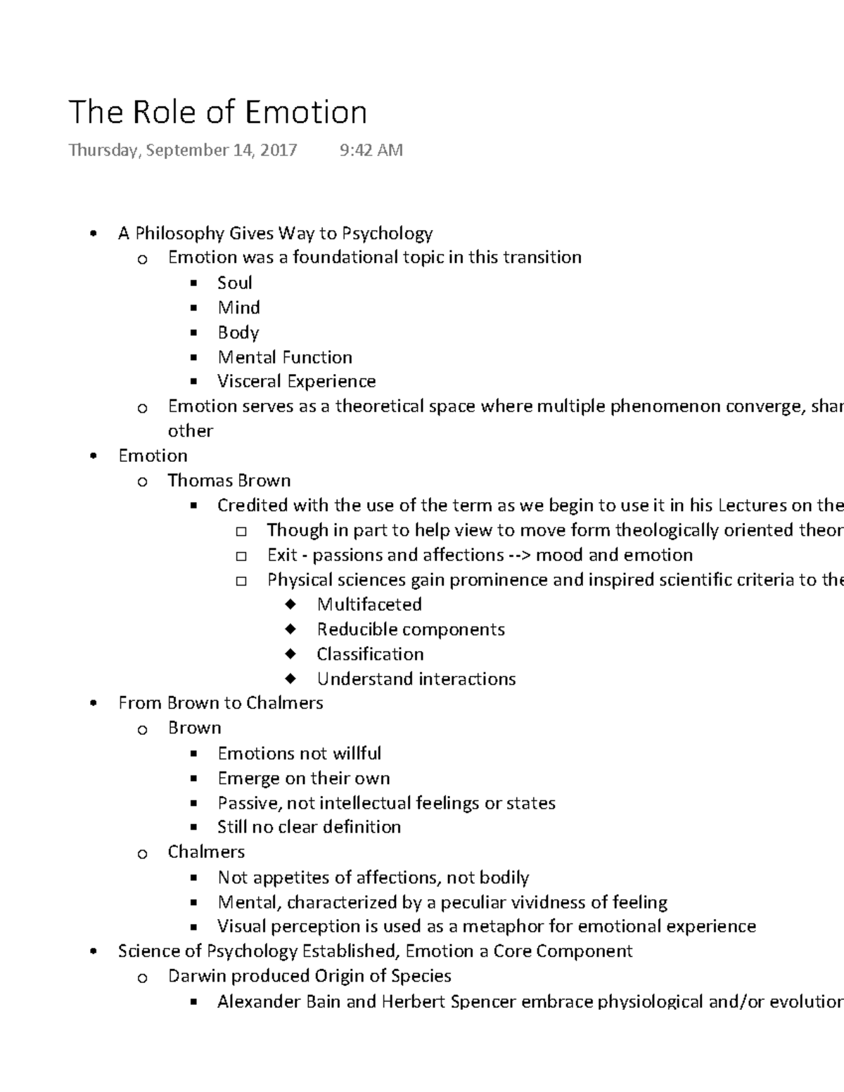 The Role of Emotion - Lecture notes 6 - A Philosophy Gives Way to ...