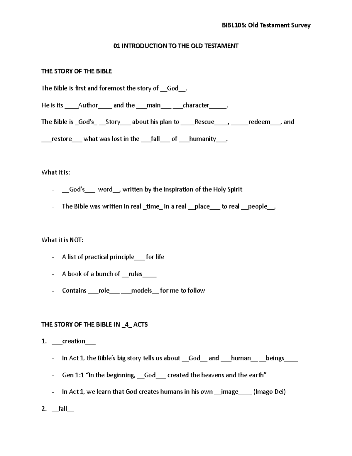 01 Intro-1 - First notes - 01 INTRODUCTION TO THE OLD TESTAMENT THE ...