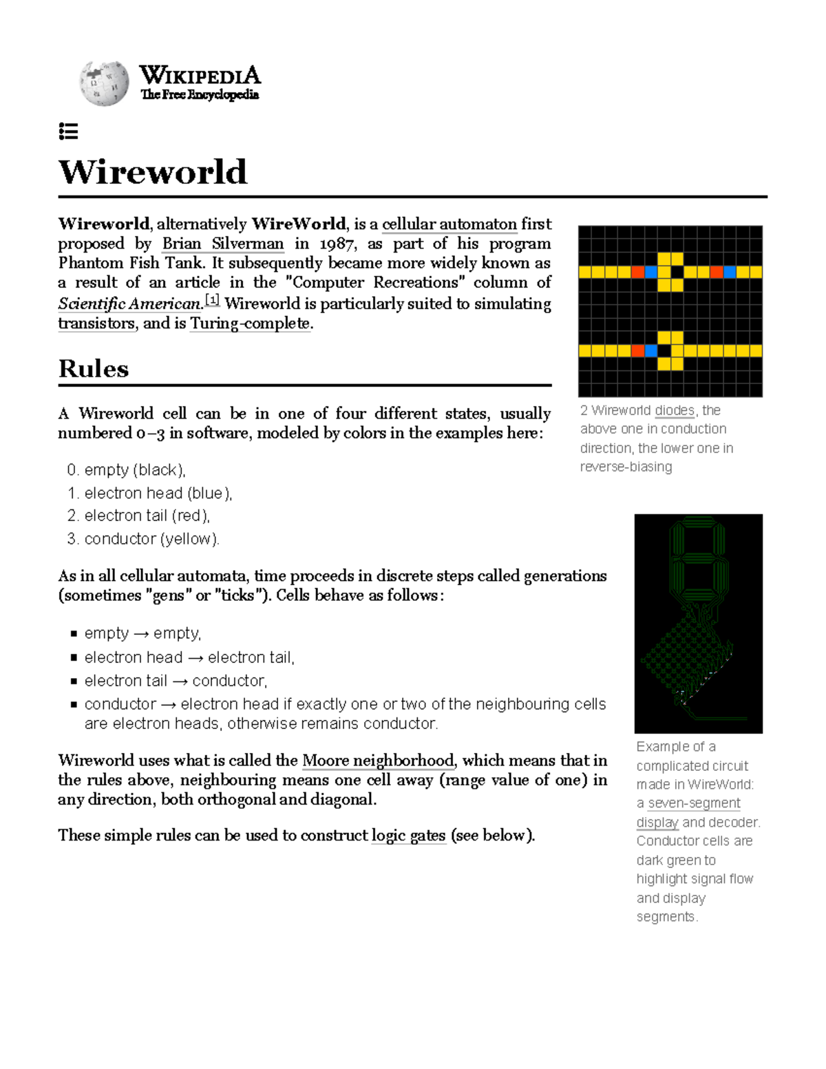 Wireworld - Wikipedia - jnj - 2 Wireworld diodes, the above one in ...
