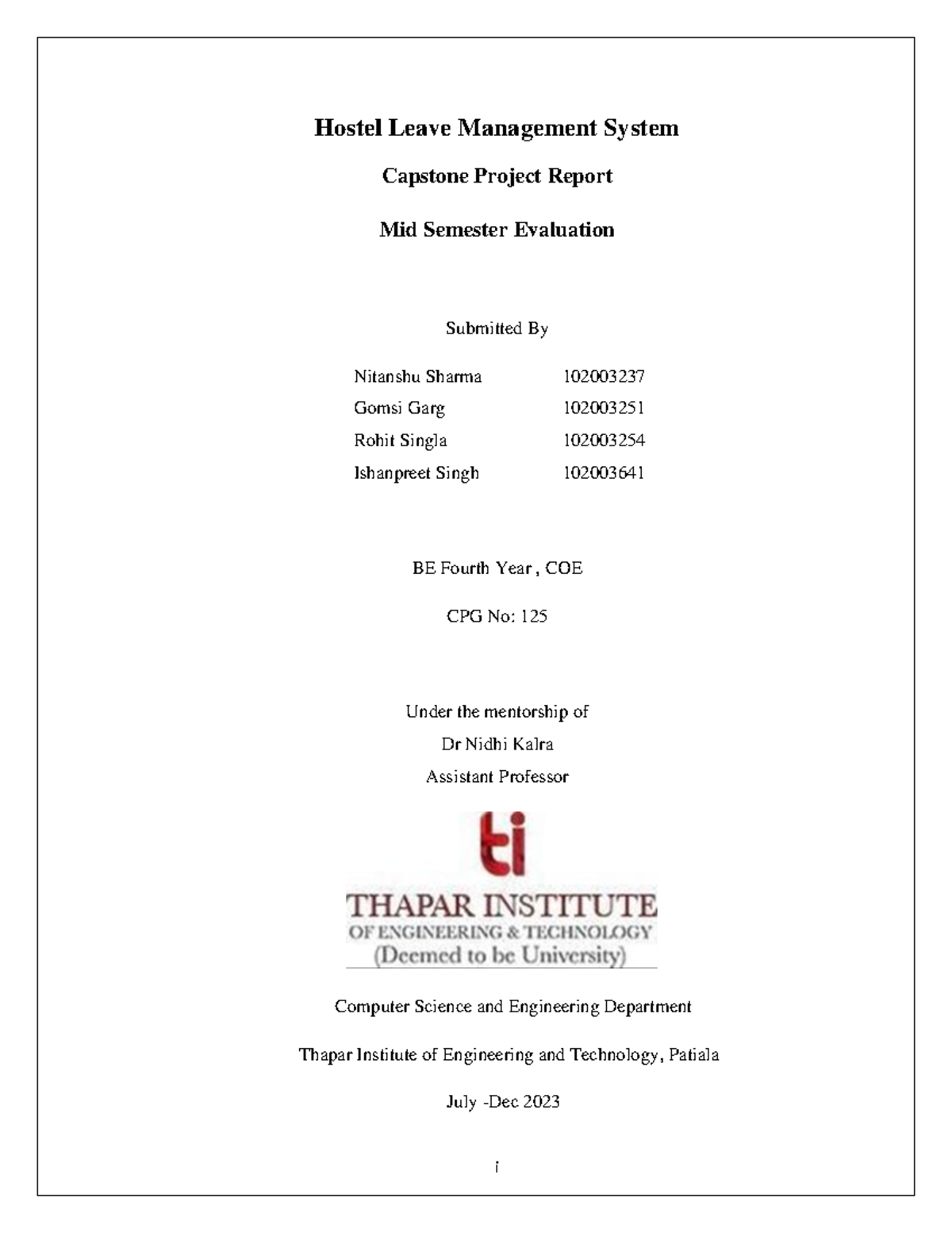 MID SEM Final - lab assignment - i Hostel Leave Management System ...