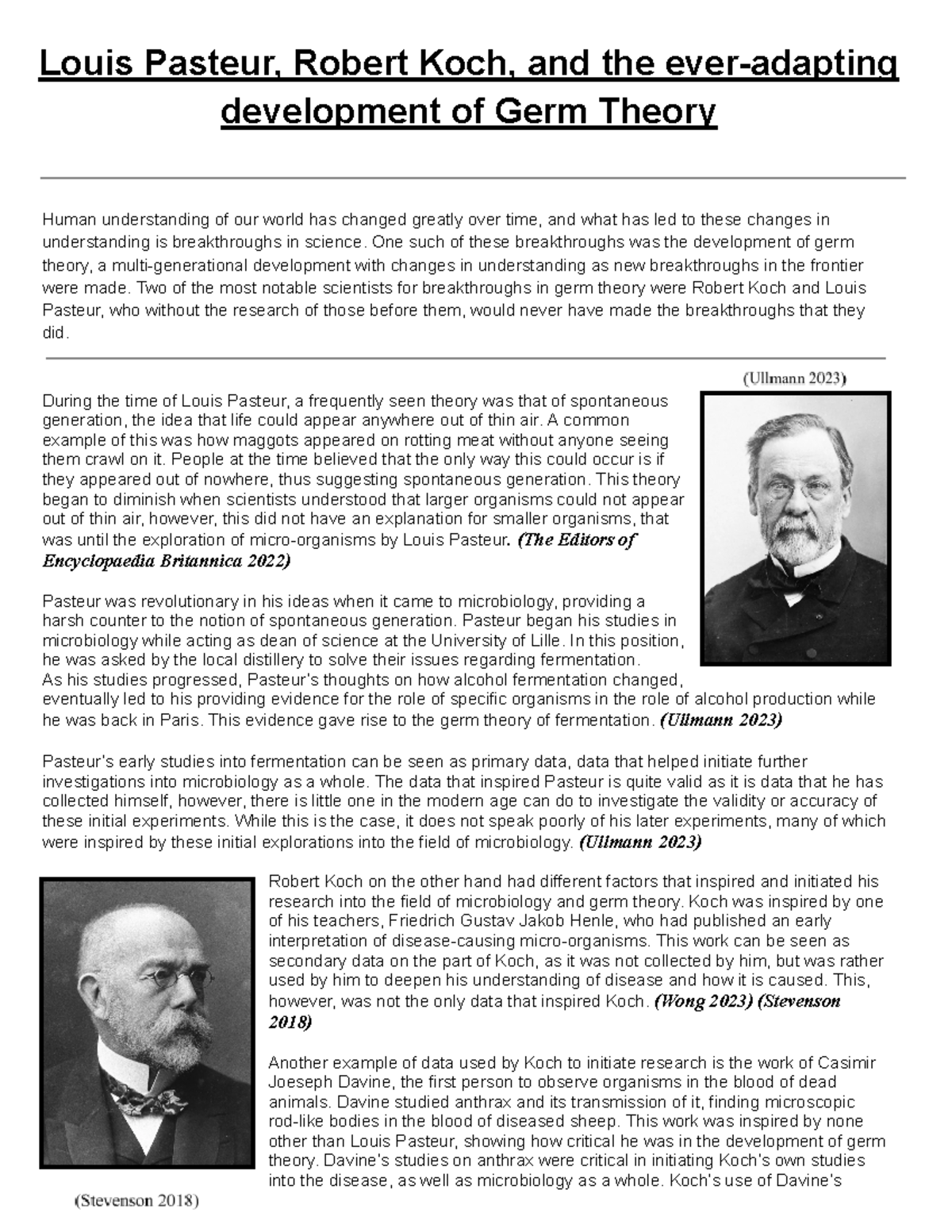 Louis Pasteur, Robert Koch, and the ever-adapting development of Germ ...