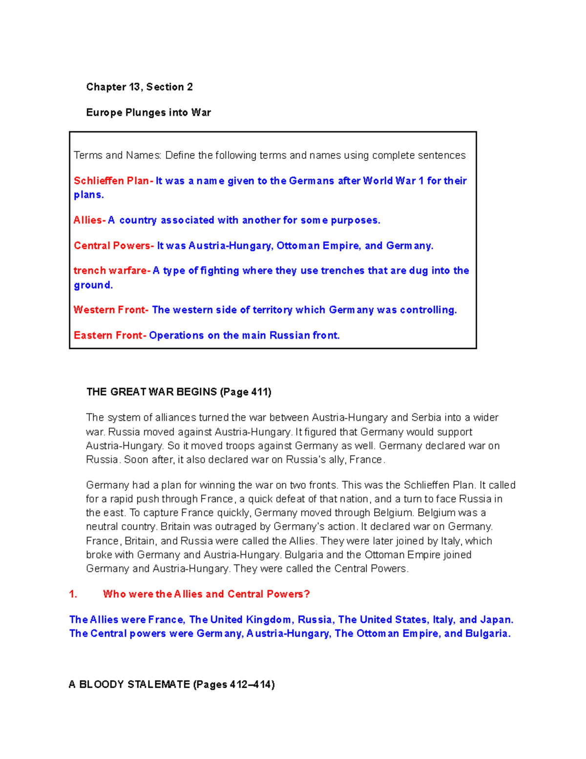 Europe Plunges into War Chapter 13, Section 2 (428) - 17920959 ...