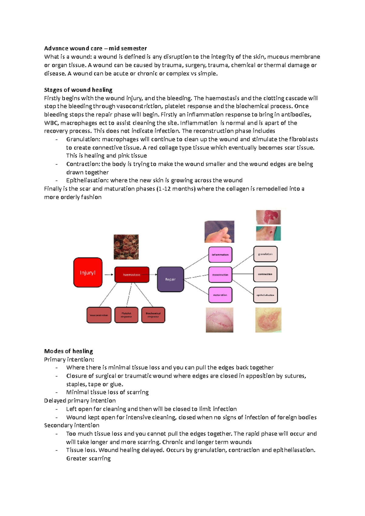 Mid semester revision - Advance wound care – mid semester What is a ...
