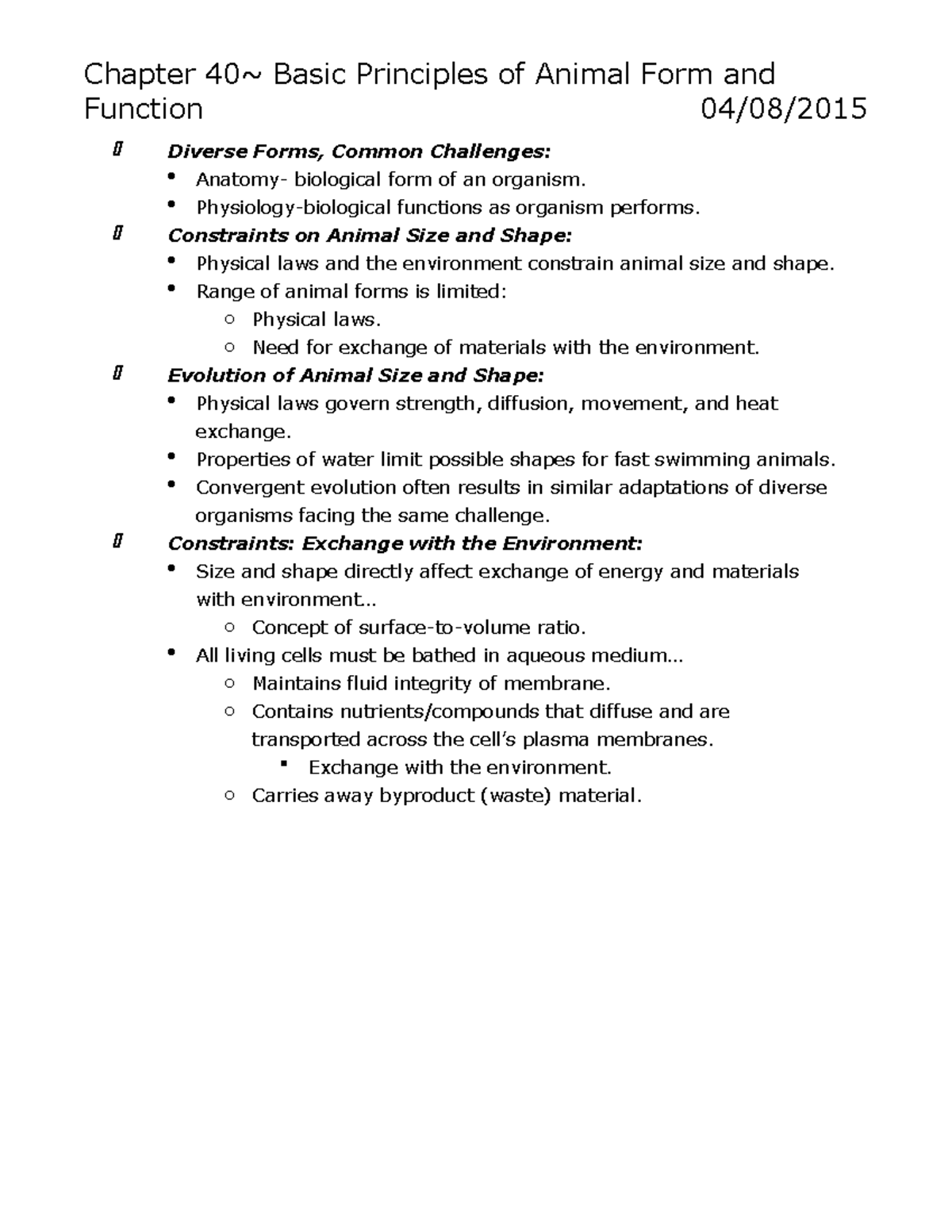 Chapter 40 note bio 102 to help with Exam - Chapter 40~ Basic ...