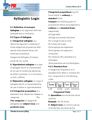 Logic Teaching Note - Logic & Language - CHAPTER THREE LOGIC & LANGUAGE Chapter Overview ...