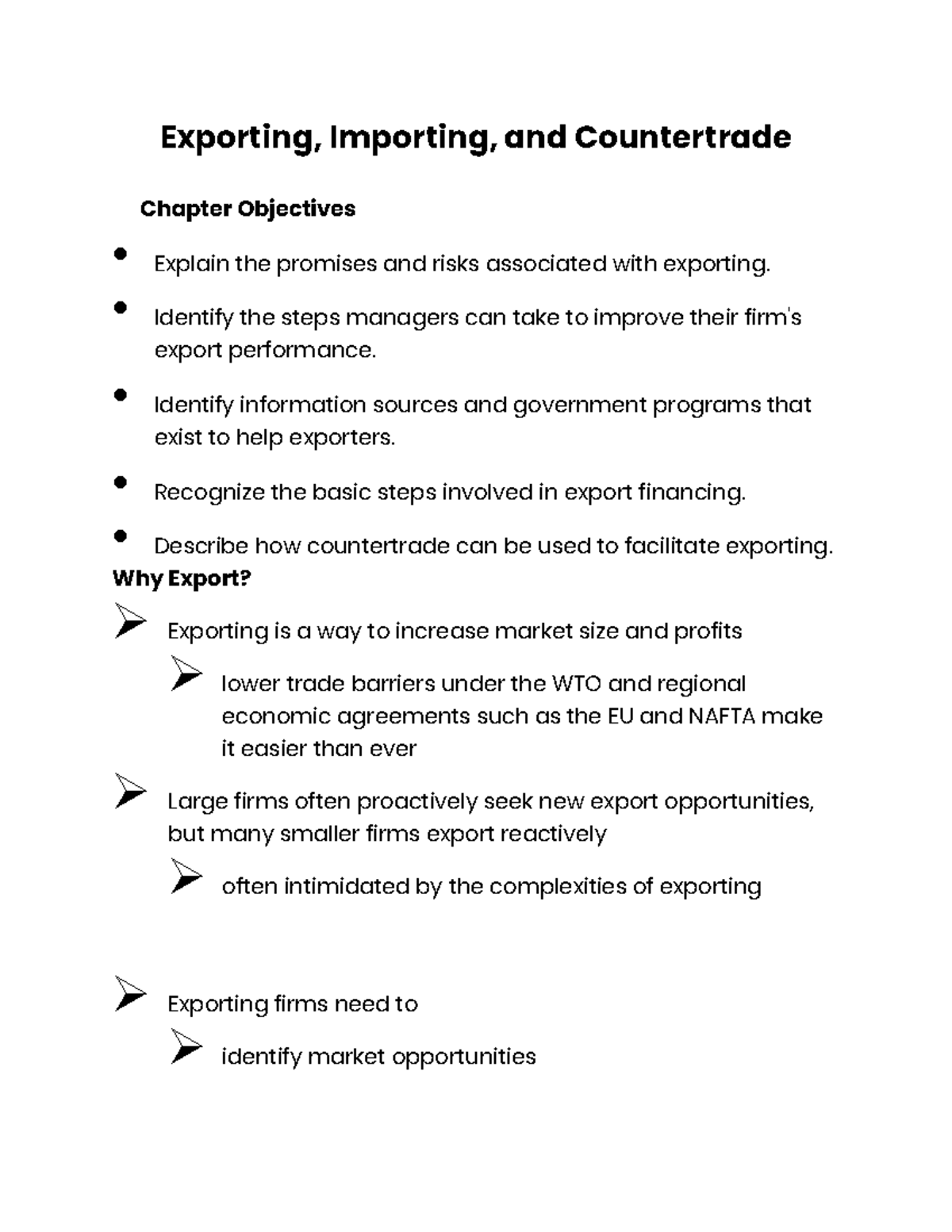 Exporting, Importing and Countertrade - Exporting, Importing, and ...