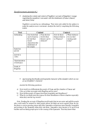 Reinforcement Activity No. 7 - Reinforcement Activity # 7 Identifying ...