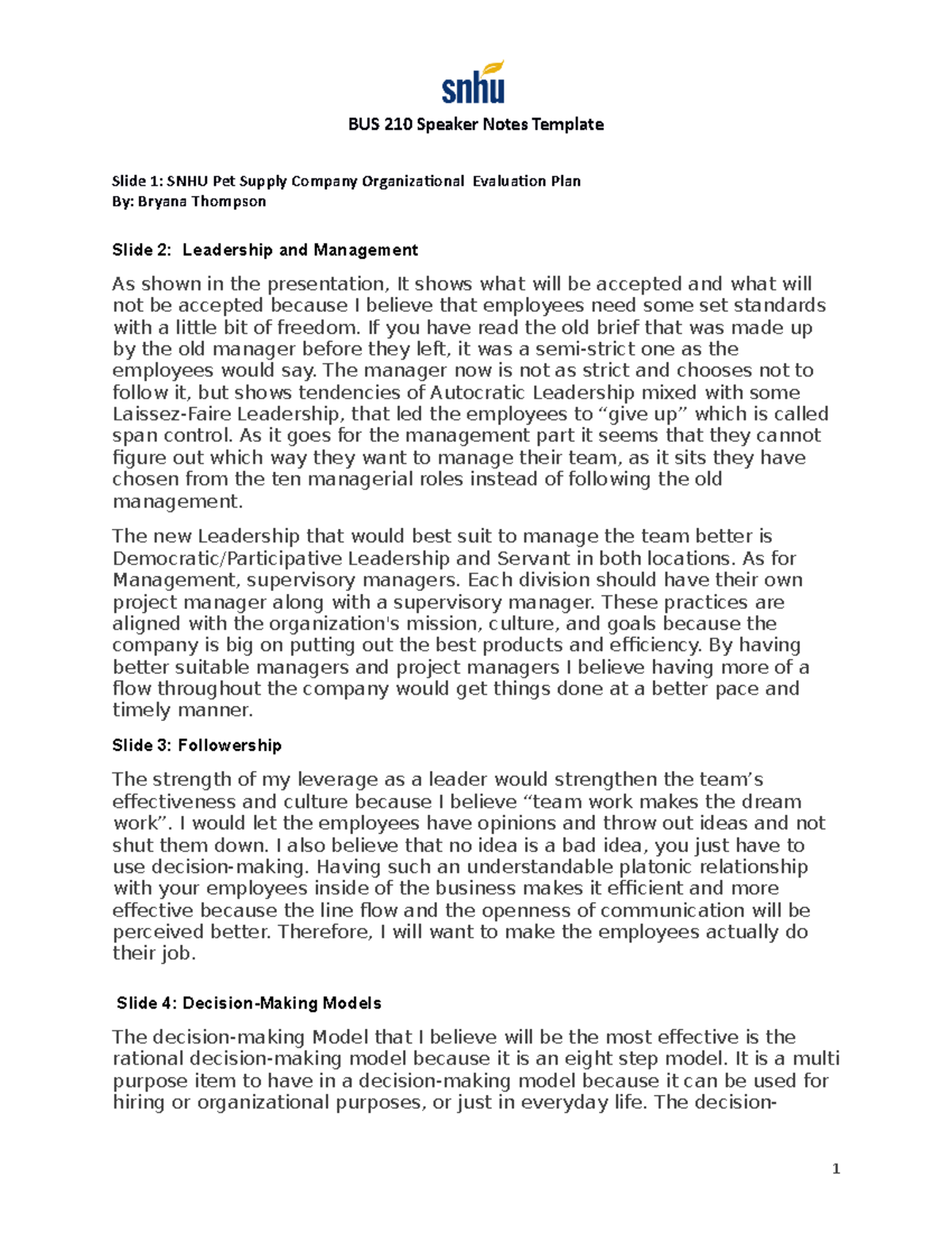 7-3 BUS 210 Speaker Notes - If you have read the old brief that was ...