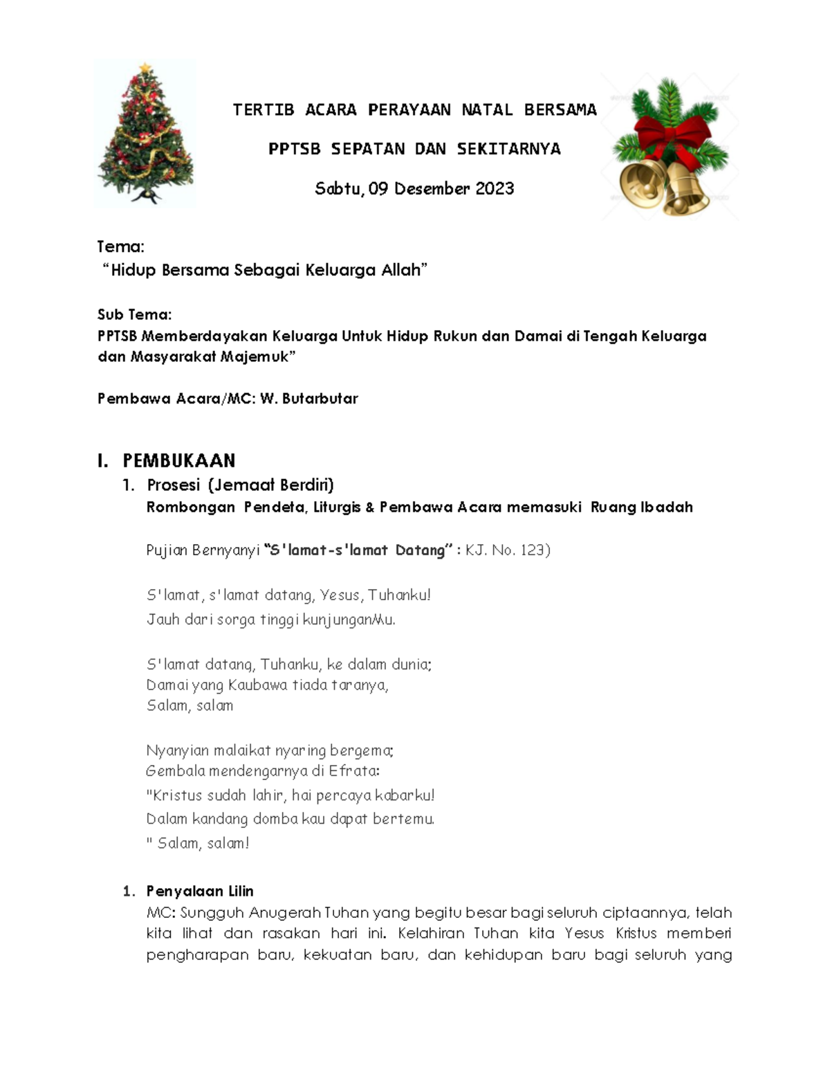 Tertib Acara Perayaan Natal Bersama New - TERTIB ACARA PERAYAAN NATAL ...