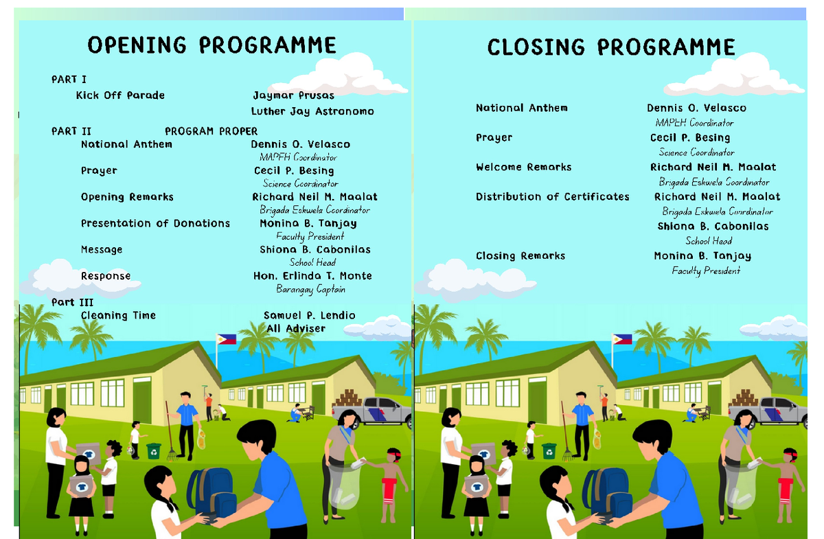 Brigada program to print - OPENING PROGRAMME CLOSING PROGRAMME PART I ...