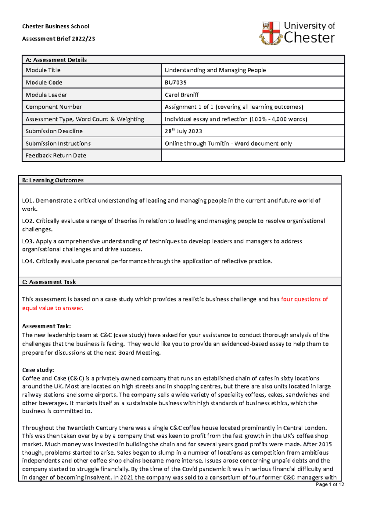 Assessment Brief BU7039 2022-23 for module starting in June 2023 (1) 2 ...