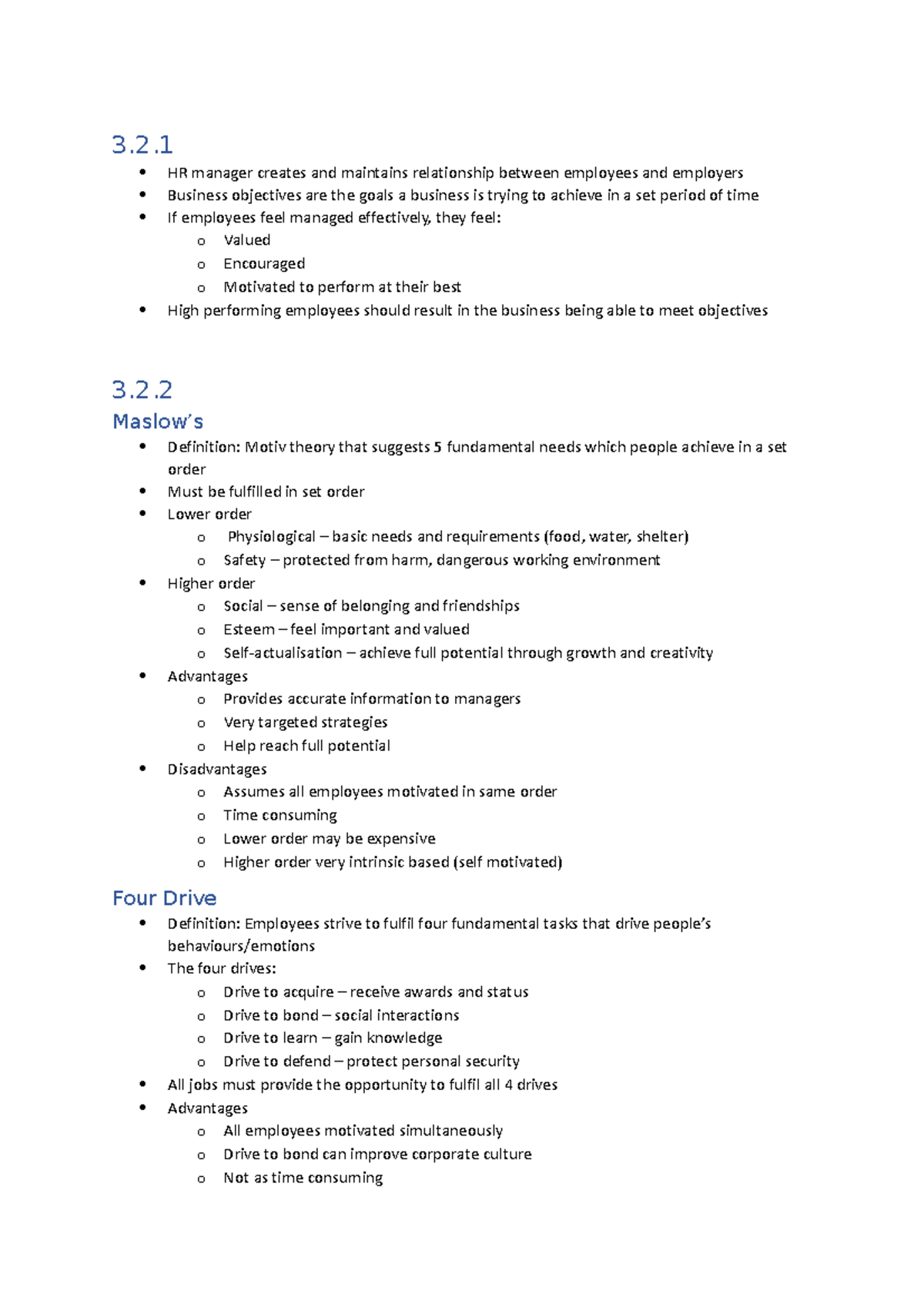 3.2 Cheat sheet - Study notes - 3. HR manager creates and maintains ...