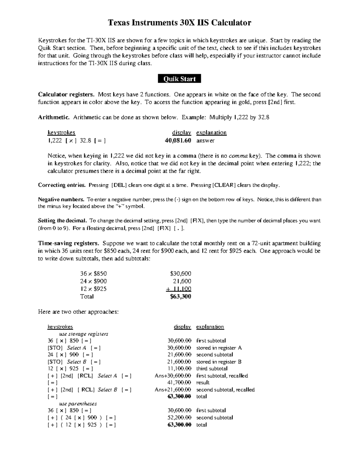 TI30XIIS calculator commands for compound interest problems - Texas ...