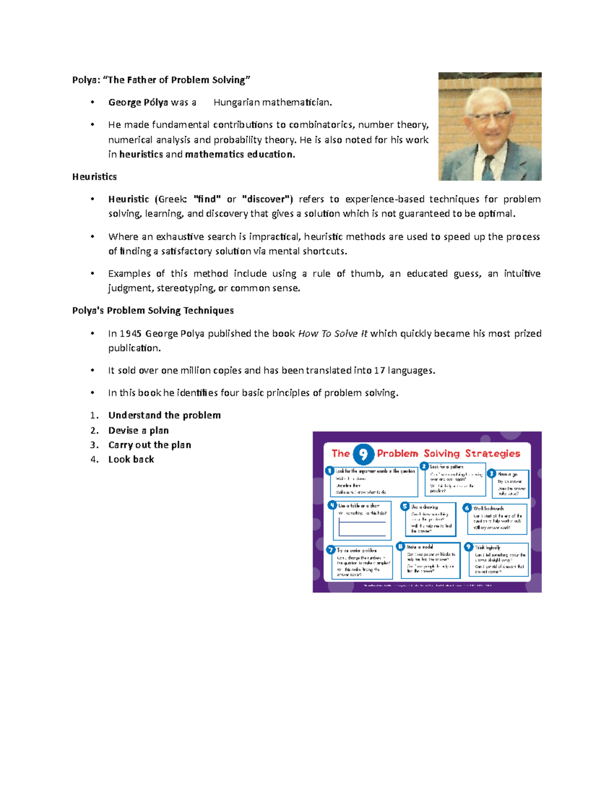 Polya s 4 Step Problem Solving Examples Polya The Father Of Problem 