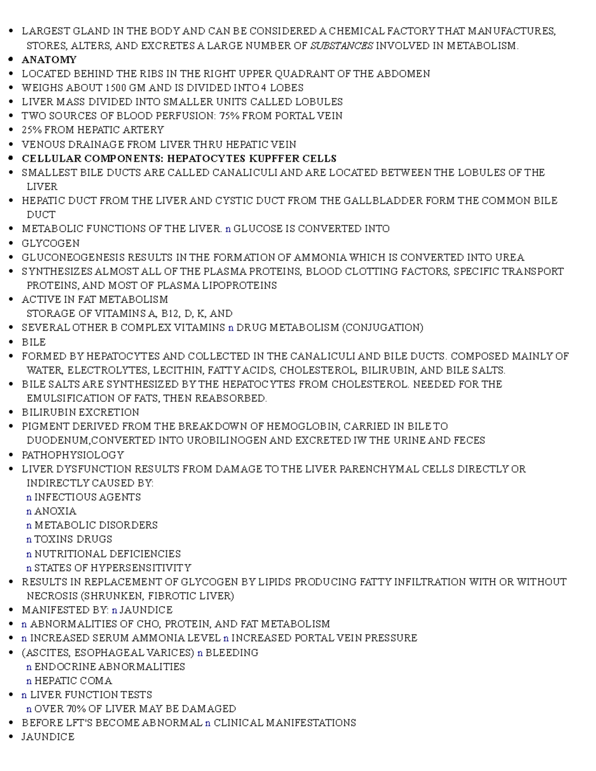Liver - lecture notes - LARGEST GLAND IN THE BODY AND CAN BE CONSIDERED ...