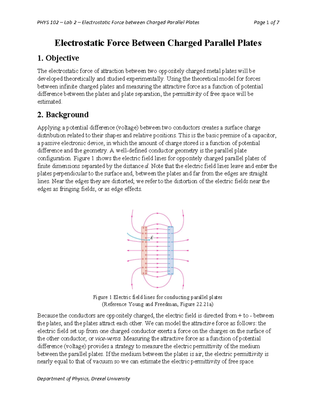2L 041422 Electrostatic Force Between Charged Parallel Plates ...