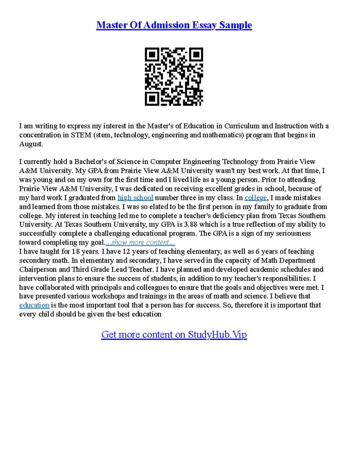 Sample Graduate Essays - Master Of Admission Essay Sample I am writing ...