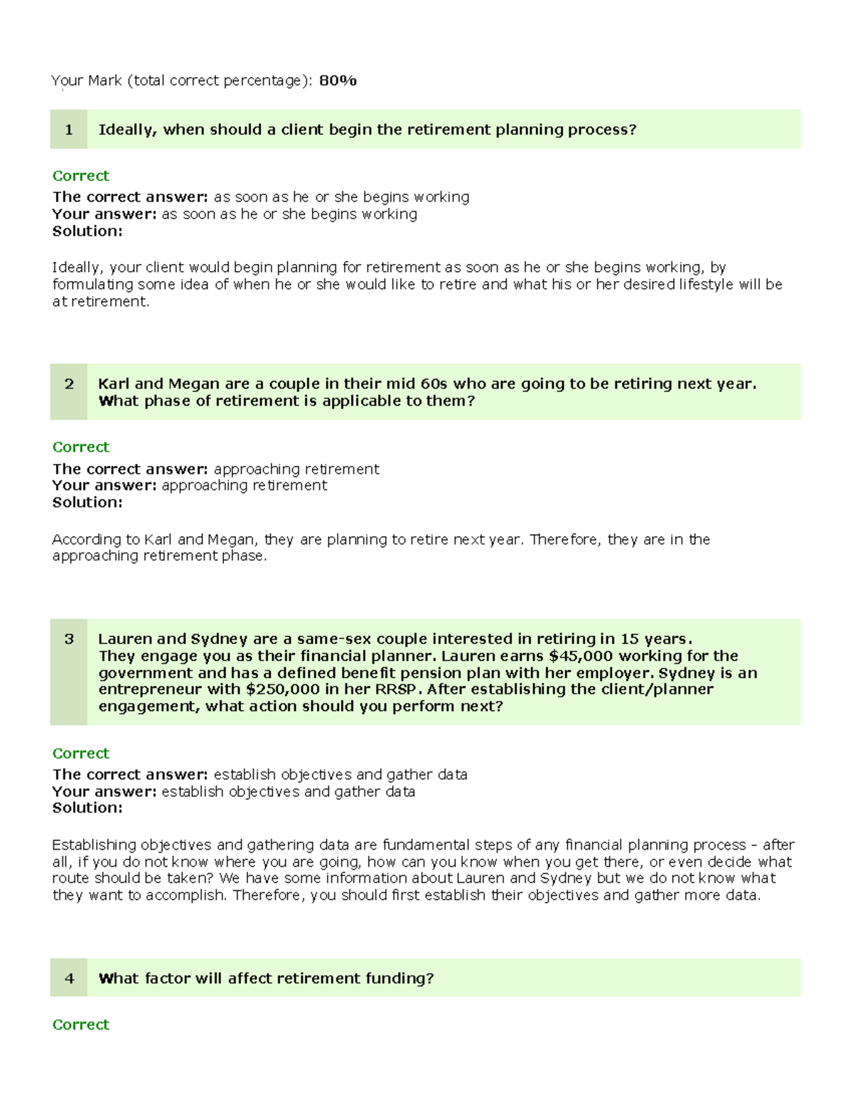 CPF - Practice assessment - Your Mark (total correct percentage): 80% 1 ...