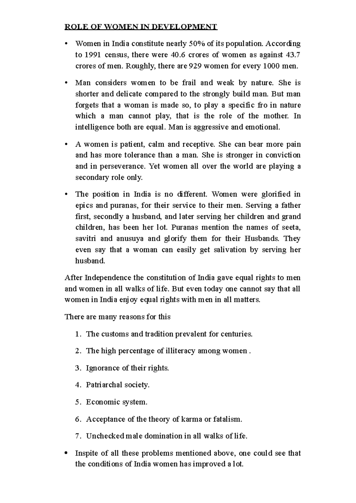 ROLE OF Women IN Development - ROLE OF WOMEN IN DEVELOPMENT Women in ...