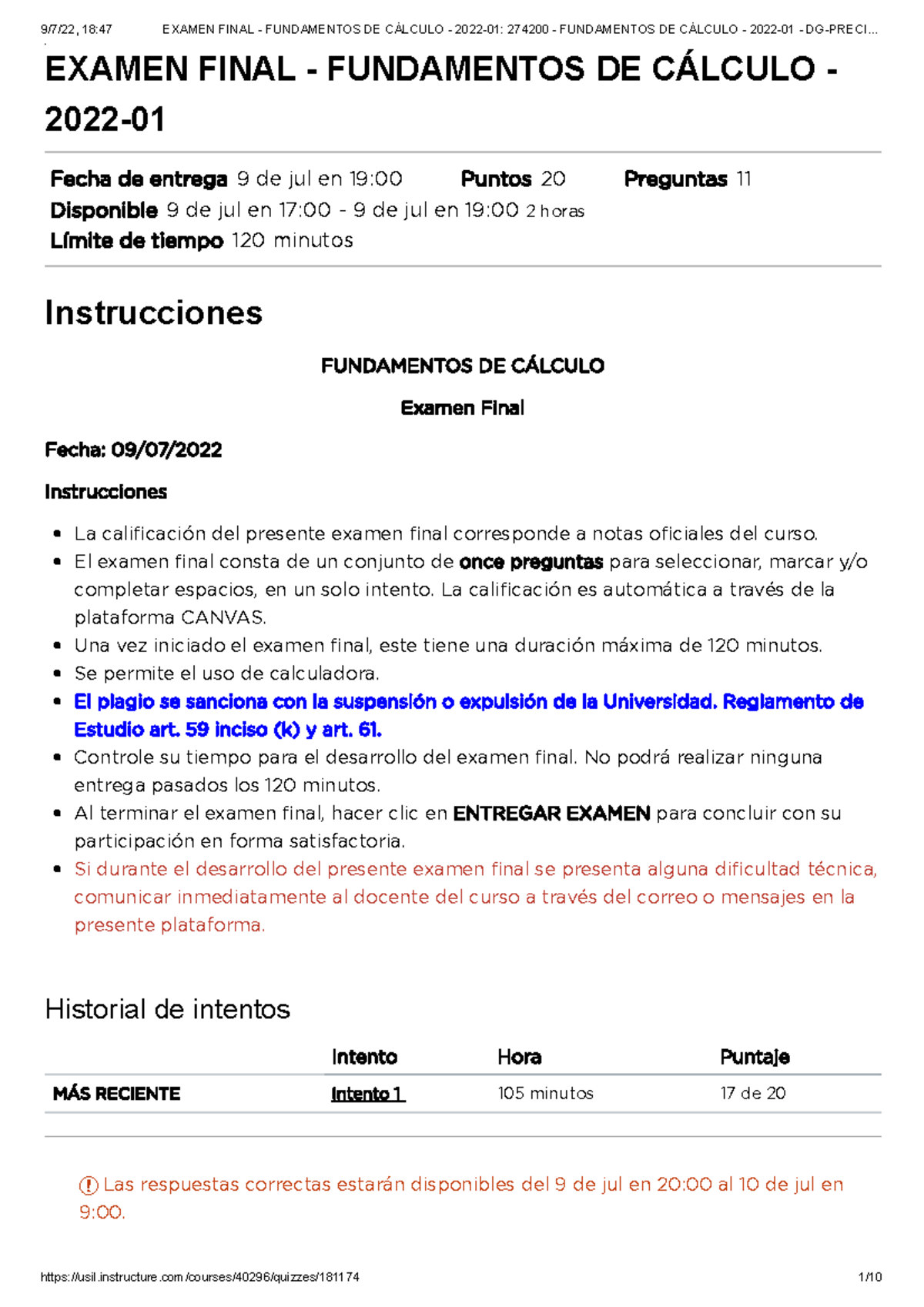 Examen Final - Fundamentos DE Cálculo - 2022-01 274200 - Fundamentos DE Cálculo - 2022-01 - DG ...