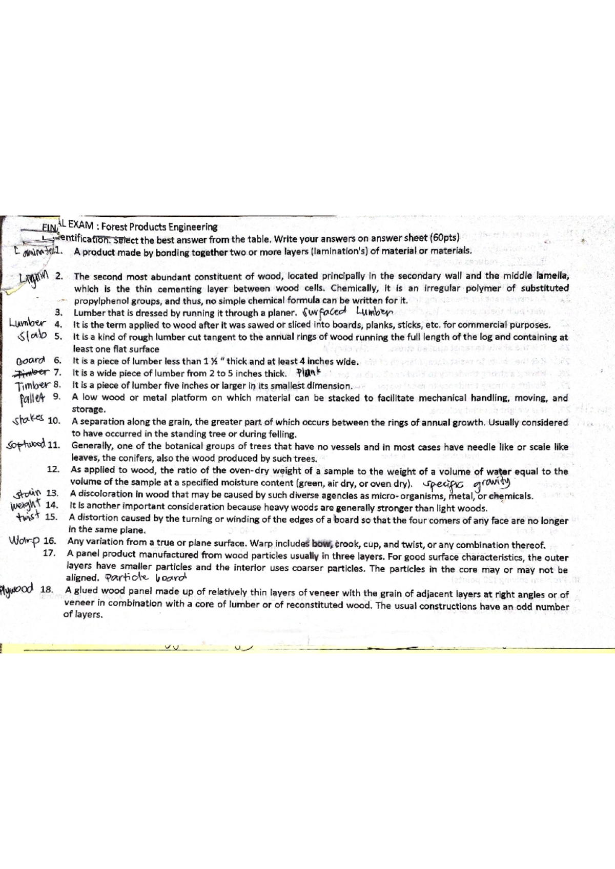 Forest-Product-Reviewer 093443 - FIN L EXAM : Forest Products ...