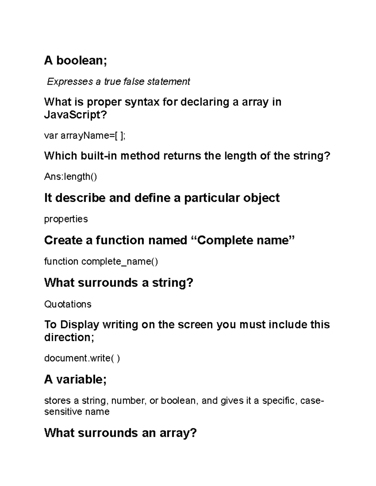 Semi final java web - A boolean; Expresses a true false statement What ...