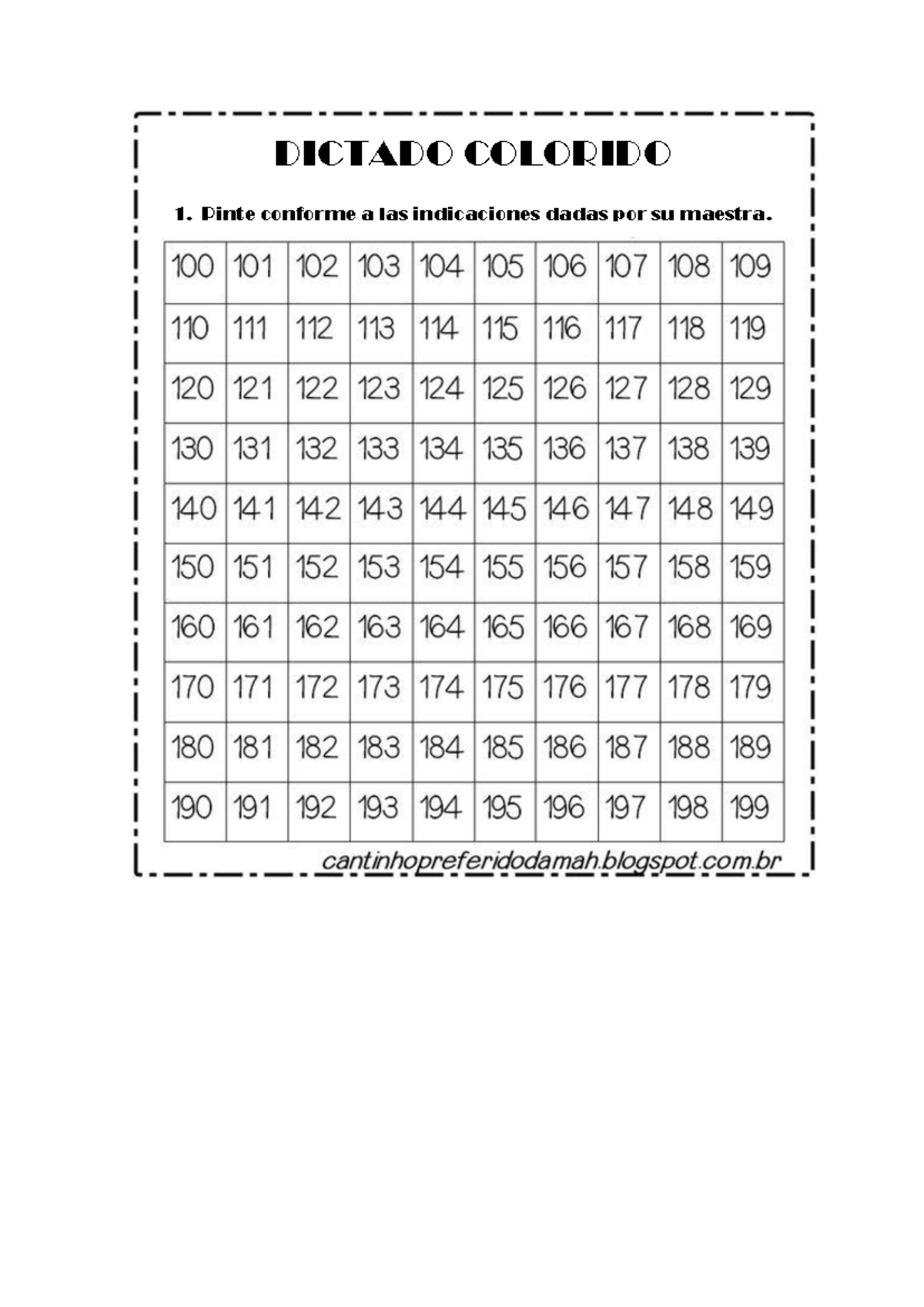 Ficha Dictado DE Números - MATEMÁTICA - DICTADO COLORIDO 1. Pinte ...