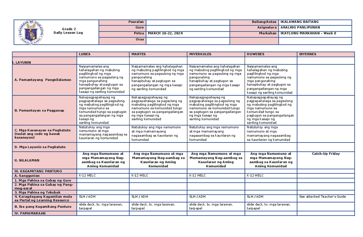 Q3-WEEK8-DLL-AP 2 - Grade 2 Daily Lesson Log Paaralan Baitang/Antas ...