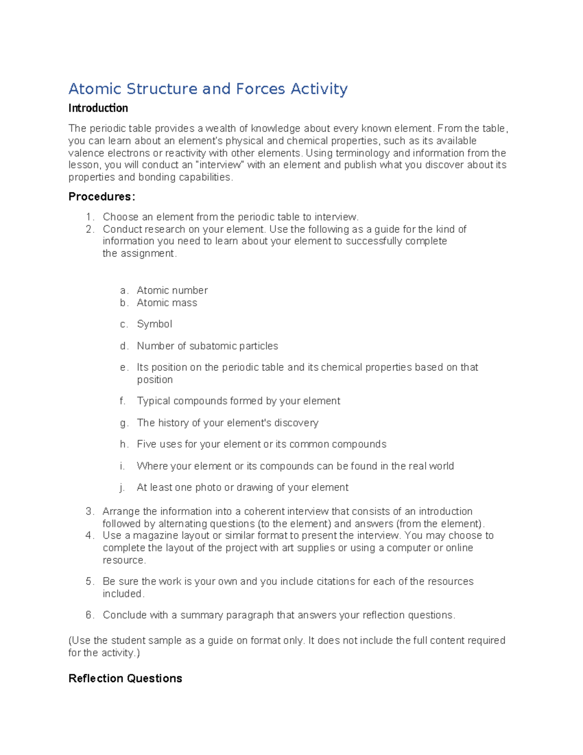 Atomic structure forces - Atomic Structure and Forces Activity ...