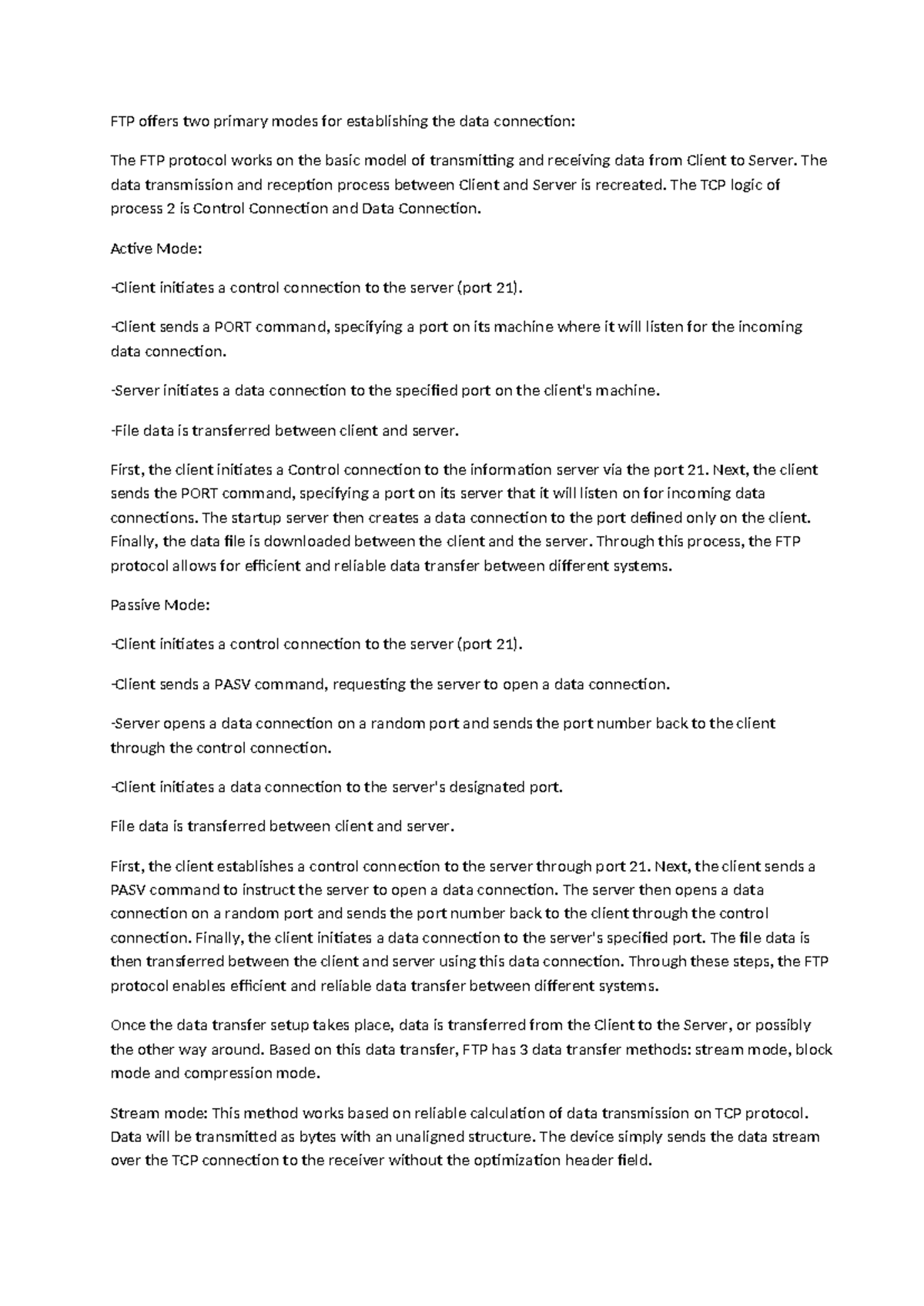 FTP - The data transmission and reception process between Client and ...