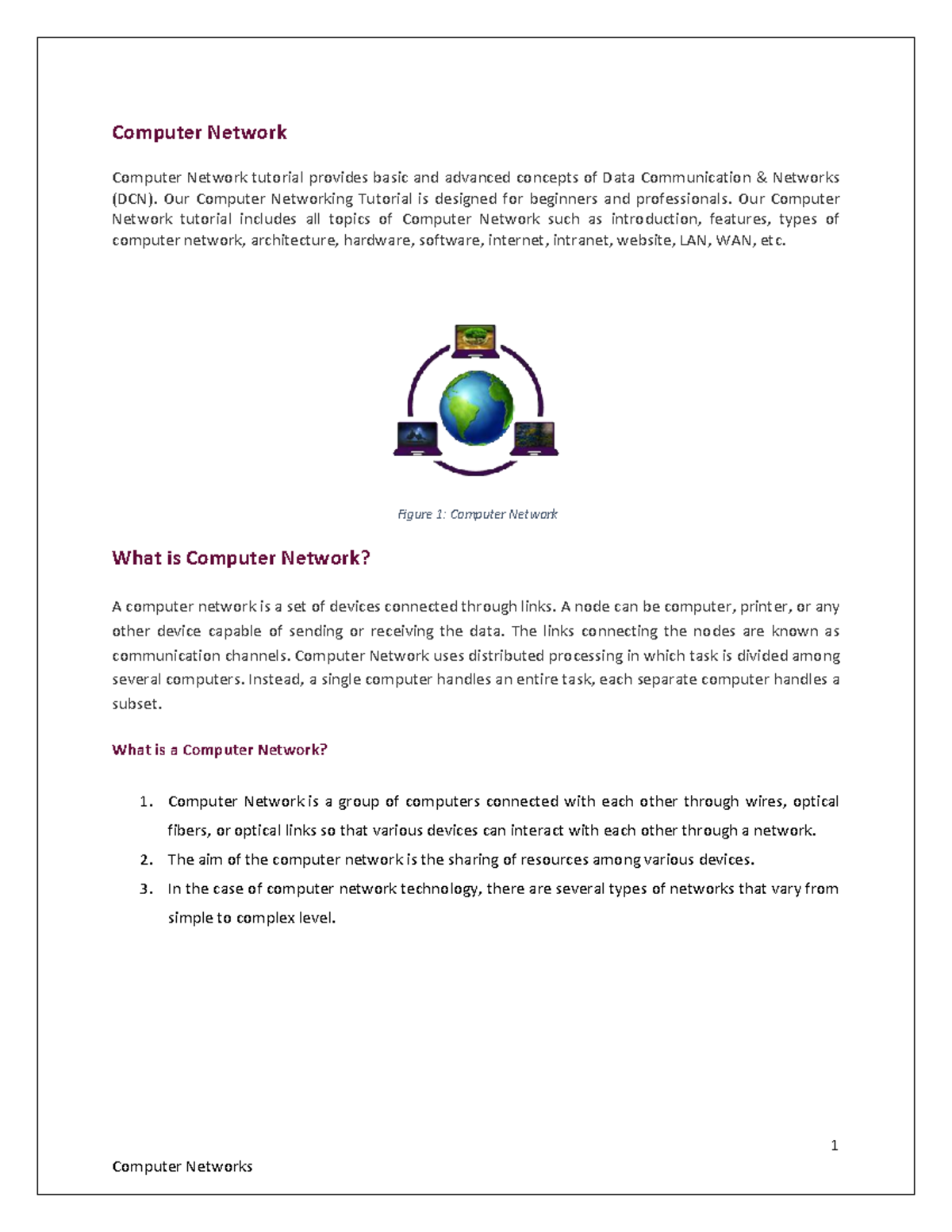 Computer Network Notes Lec 1,2 - 1 Computer Network Computer Network ...