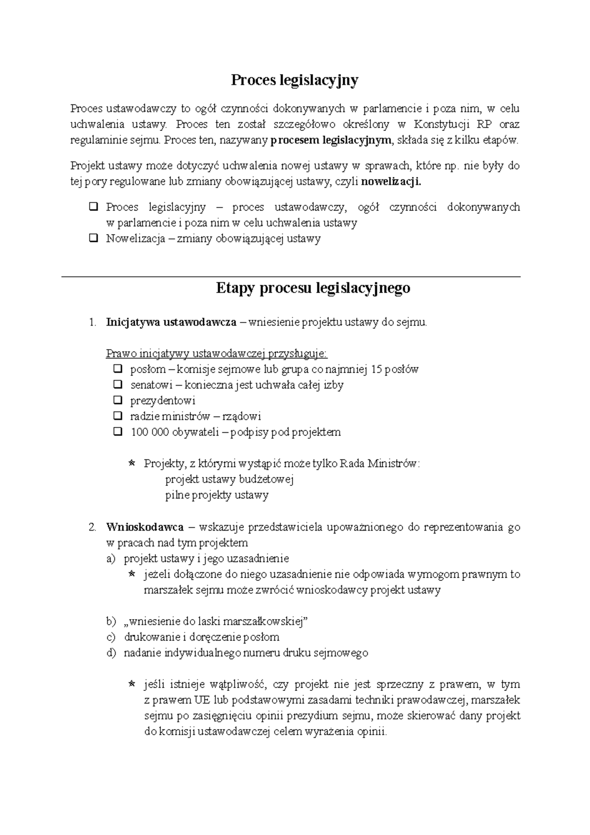 Proces legislacyjny - Proces legislacyjny Proces ustawodawczy to ogół ...