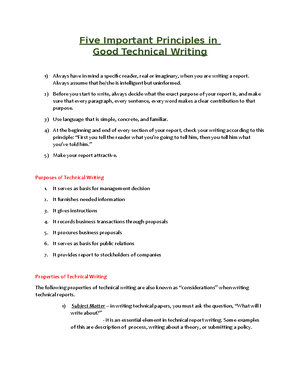 Technical Writing - Technical Writing Mills and Walter (1981 ...