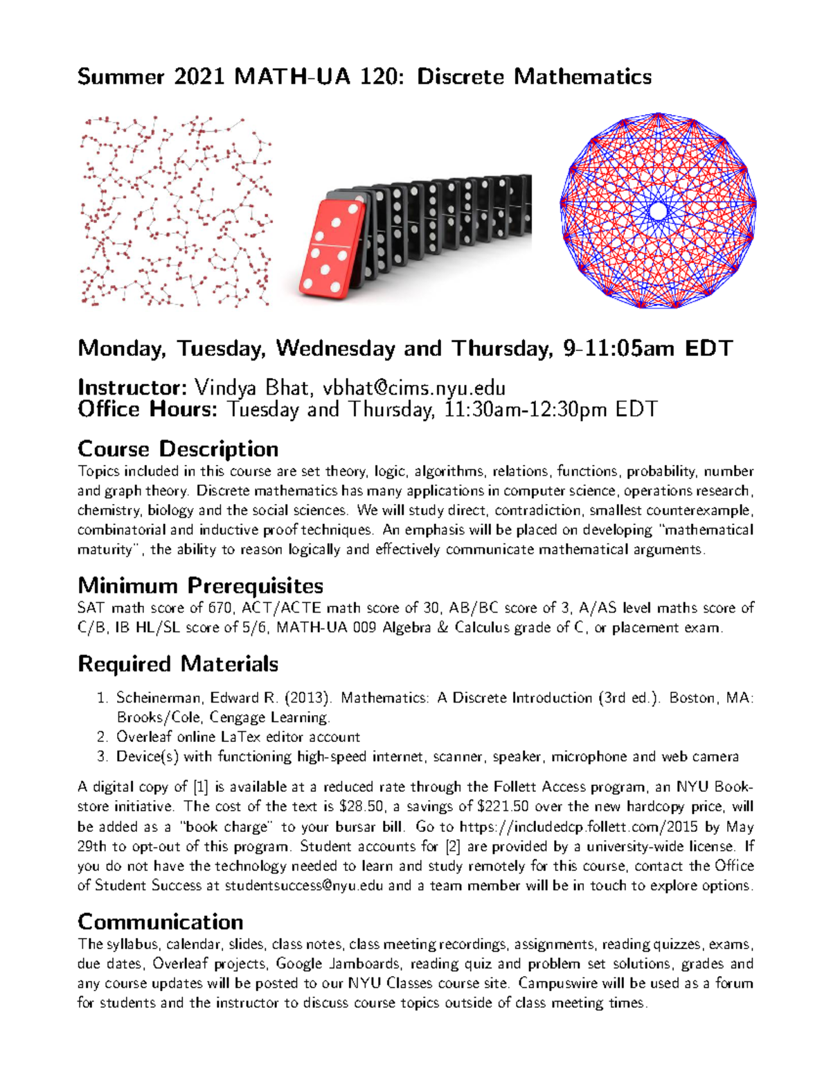 Syllabus Discrete Mathematics Summer 2021 - Summer 2021 MATH-UA 120 ...