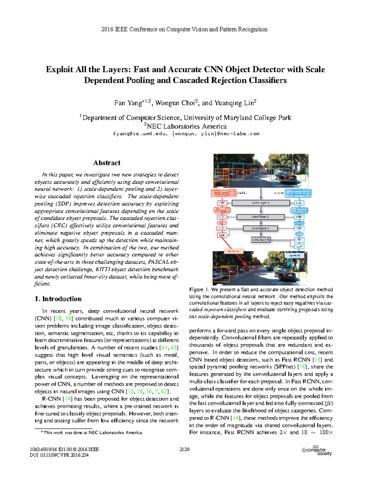 Exploit All The Layers Fast And Accurate Cnn Object Detector With Scale Dependent Pooling And