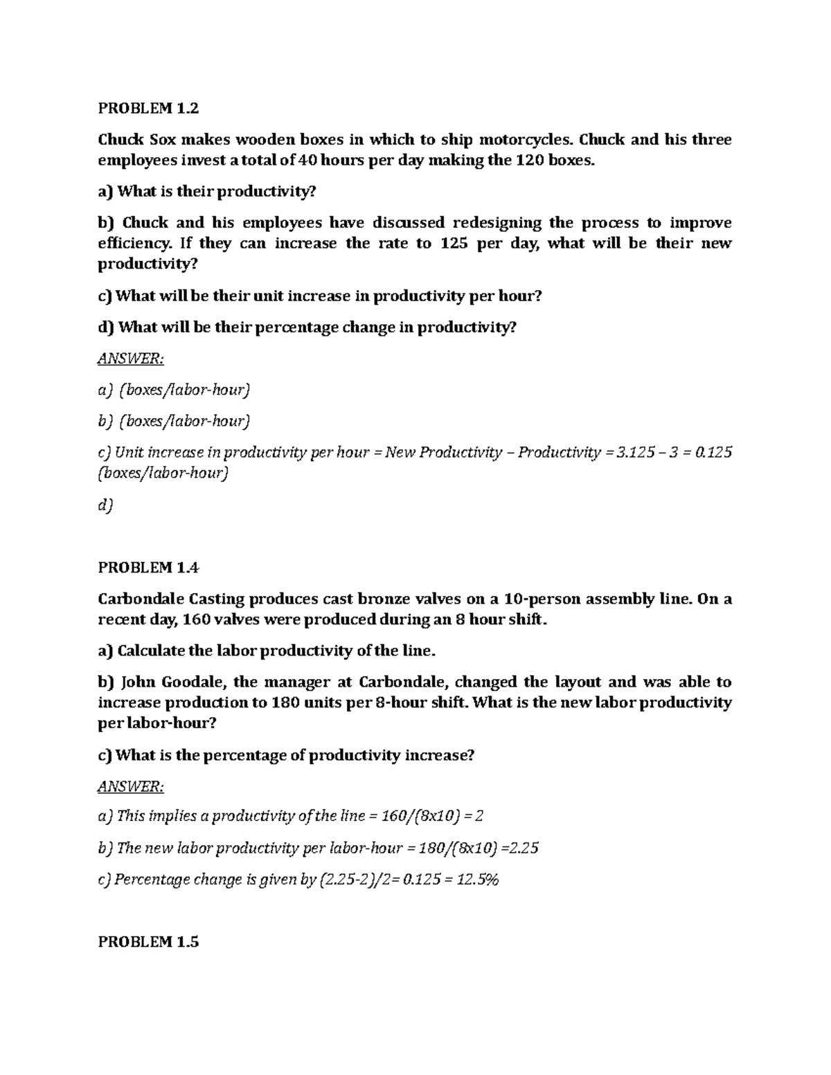 Homework Chapter 01 - Production and Operations Management - PROBLEM 1 ...
