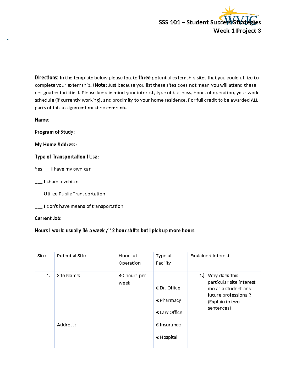 SSS+101+W1+Project+3+ Revised - SSS 101 – Student Success Strategies ...
