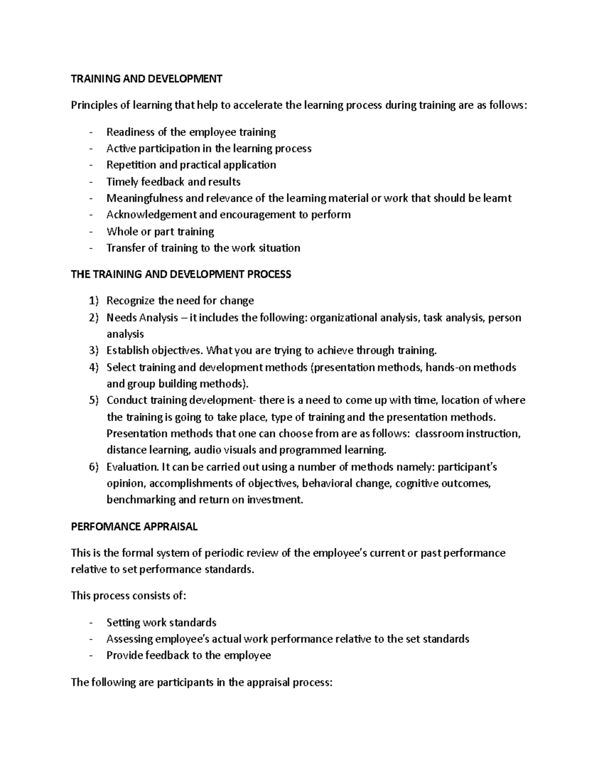 Training and development - TRAINING AND DEVELOPMENT Principles of ...